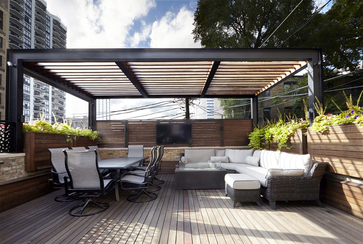 Steel Shade Structure - Chicago Roof Deck + Garden