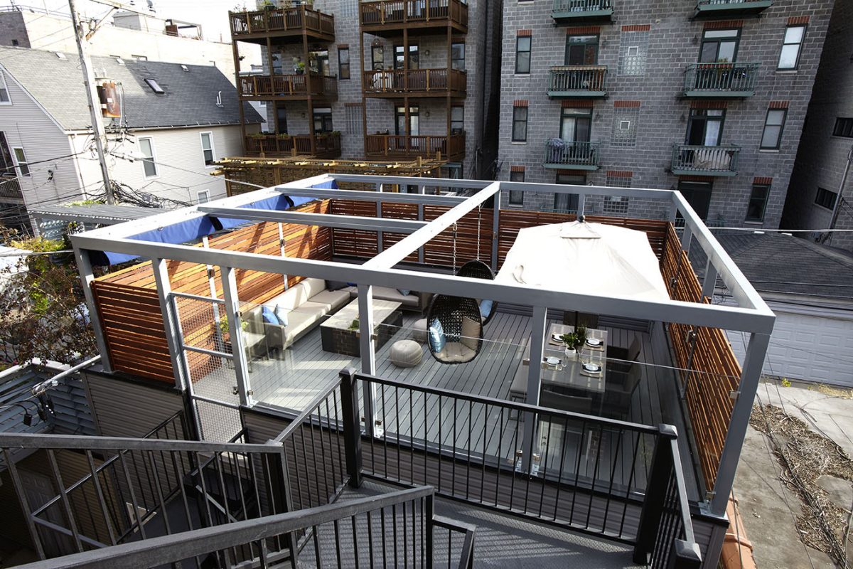 Steel Shade Structure - Chicago Roof Deck + Garden